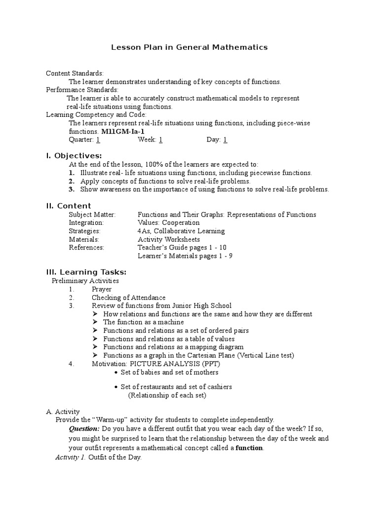 Gen Math First Quarter | PDF | Function (Mathematics) | Equations