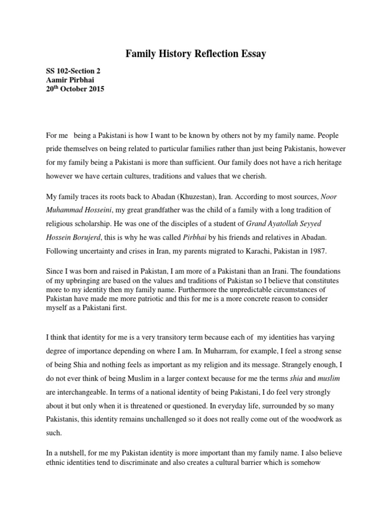 Family History Reflection Paper | PDF | Pakistan | Religion And Belief