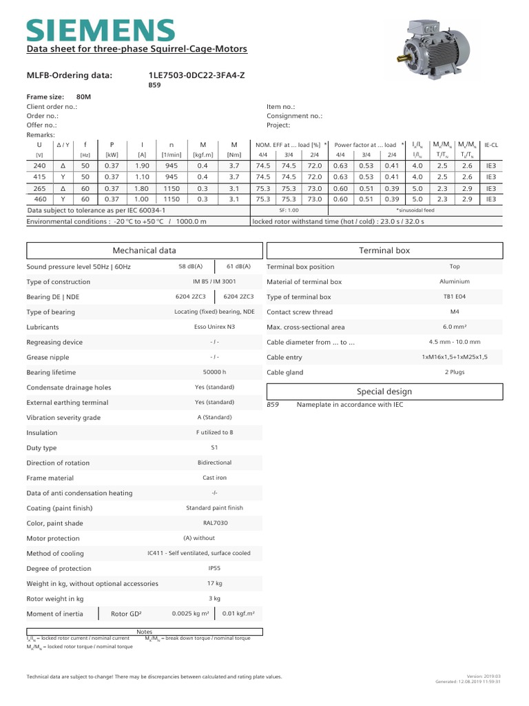 1LE7503 0DC22 3FA4 Z B59 Datasheet en | PDF