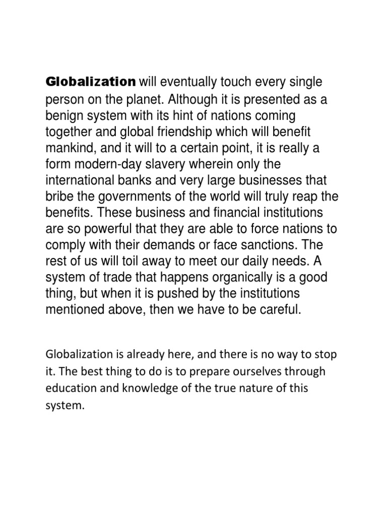 Globalization Will Eventually Touch Every Single | PDF