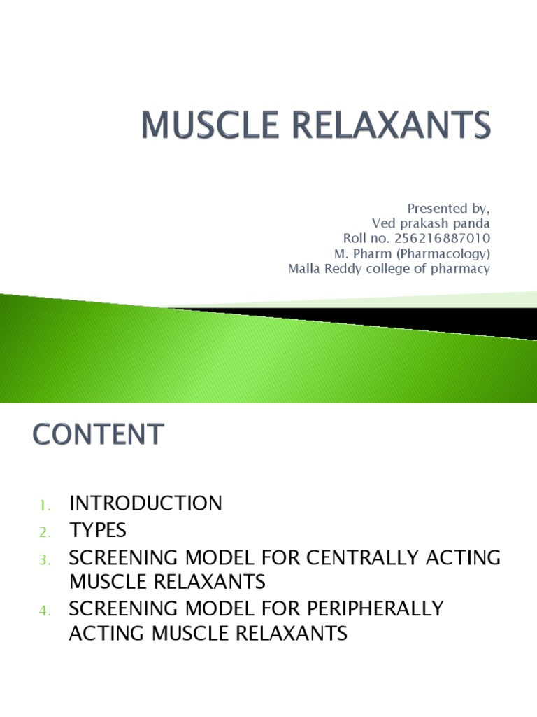 Screening Models for Evaluating Centrally and Peripherally Acting ...