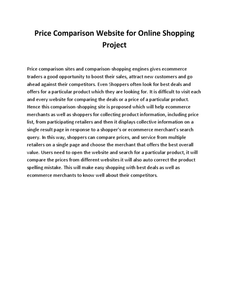 Price Comparison Website For Online Shopping Project | PDF | E Commerce ...