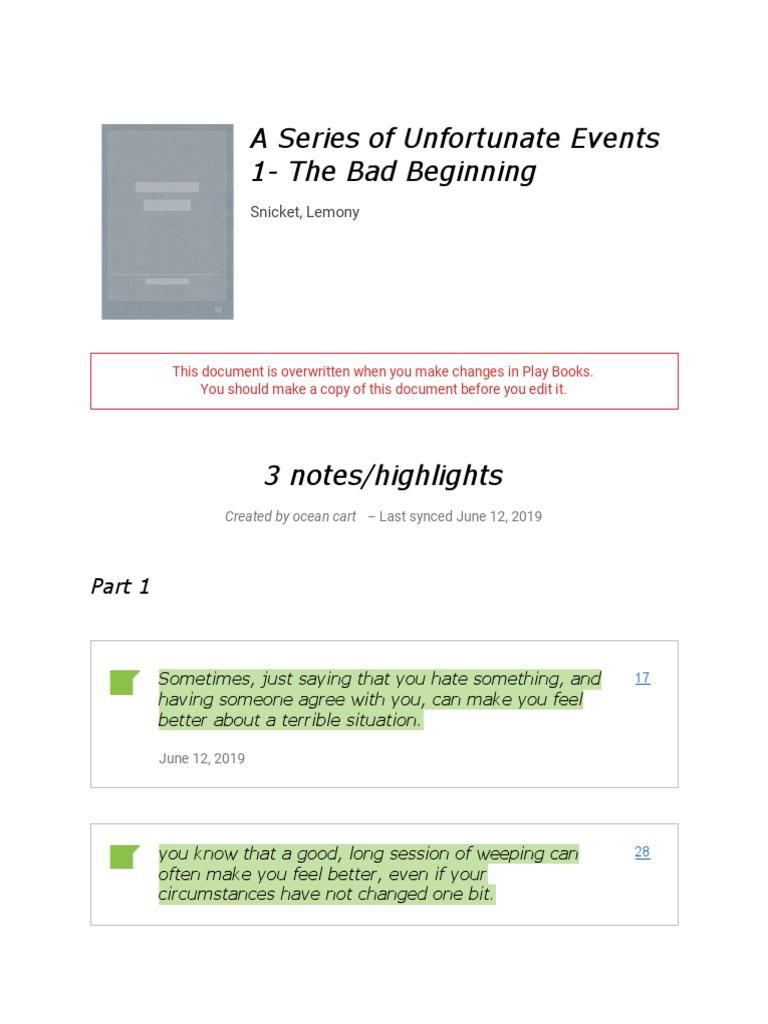 A Series of Unfortunate Events 1-The Bad Beginning: Snicket, Lemony | PDF