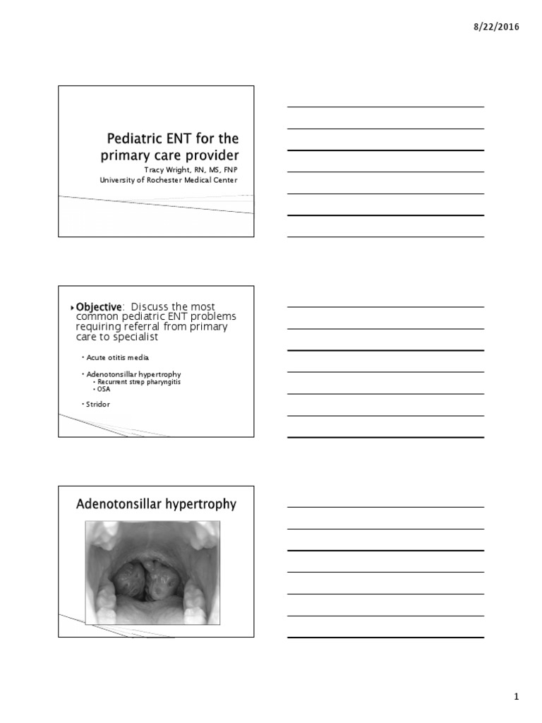 Objective: Discuss The Most Common Pediatric ENT Problems Requiring ...