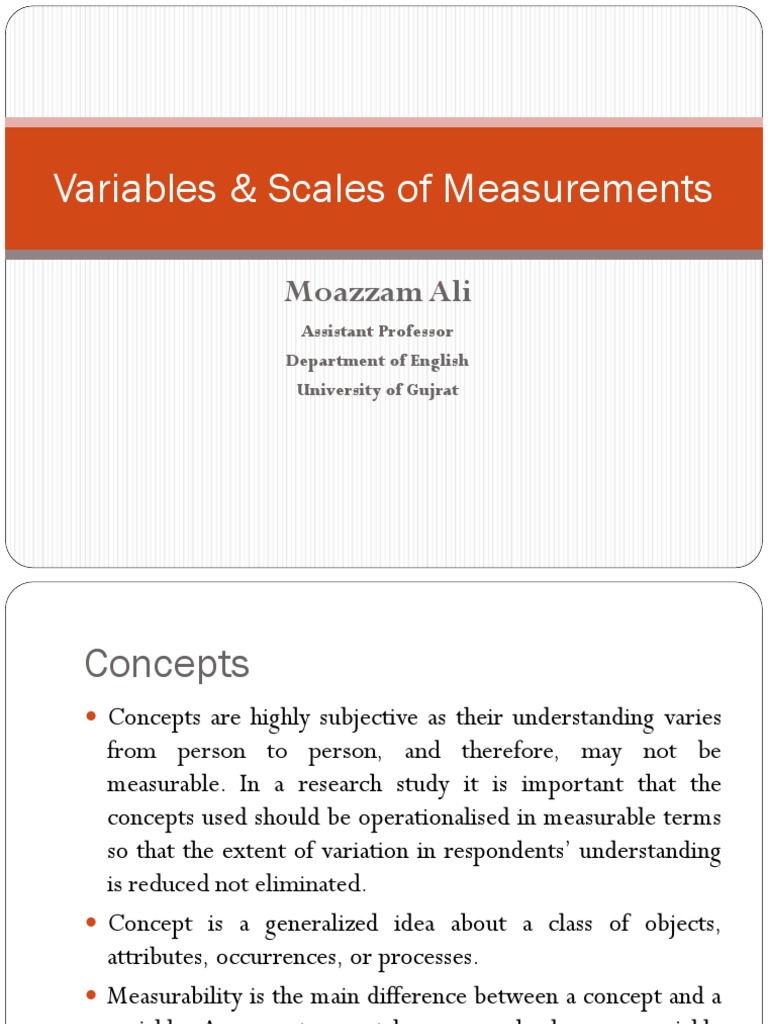 Variables Scales of Measurement | PDF | Level Of Measurement ...