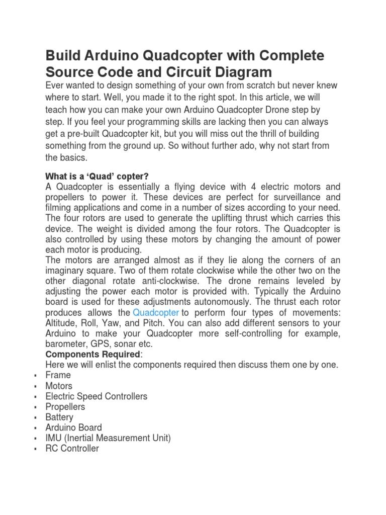 Build Arduino Quadcopter With Complete Source Code and Circuit Diagram | PDF | Quadcopter ...