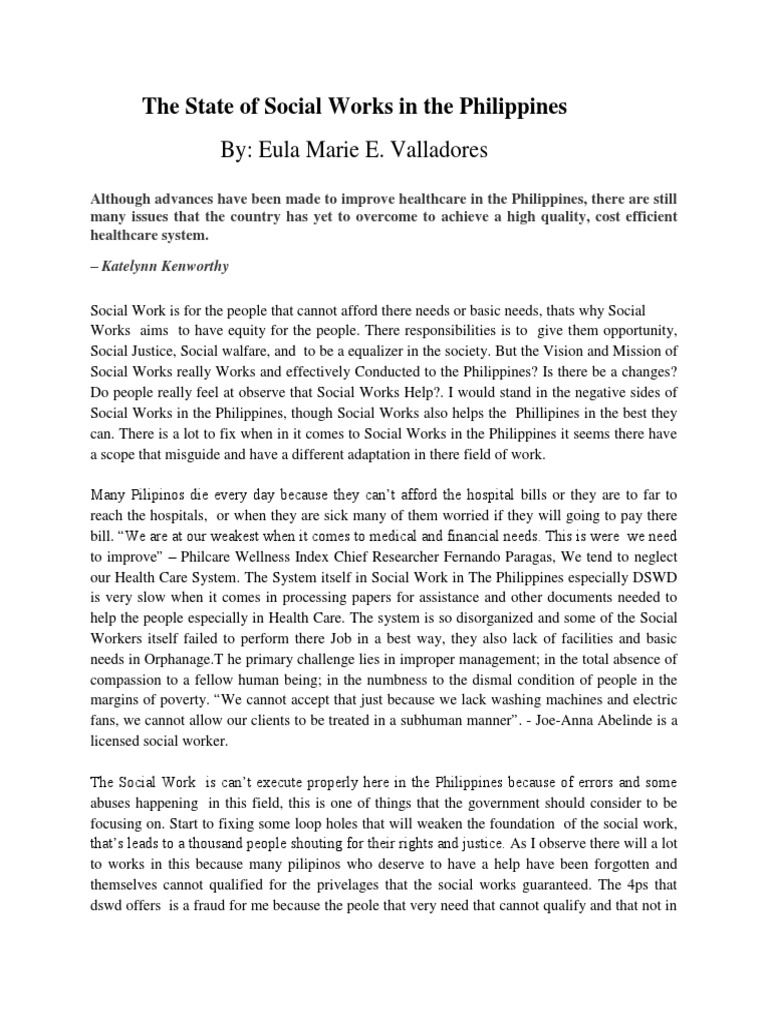 The State of Social Works in The Philippines | PDF | Social Work ...