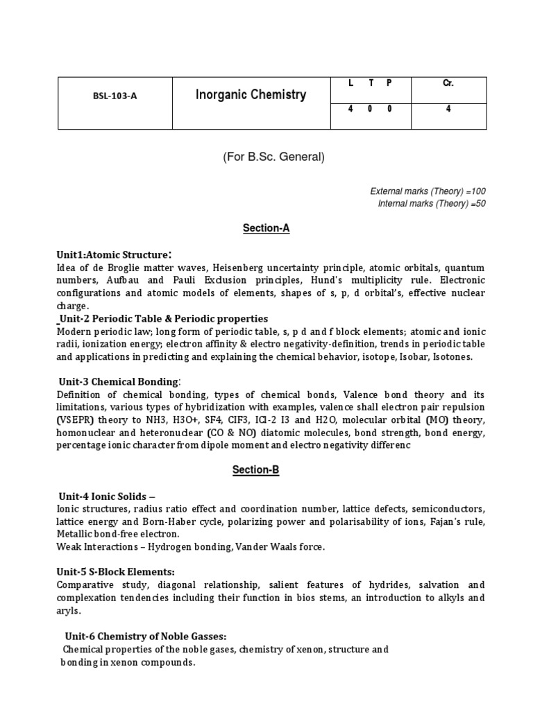 Chemistry For B.SC - 1st Year | PDF | Chemical Bond | Periodic Table