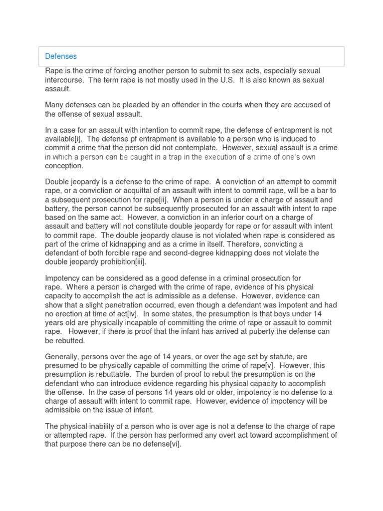 Defense Against Rape Case | PDF | Rape | Sexual Assault