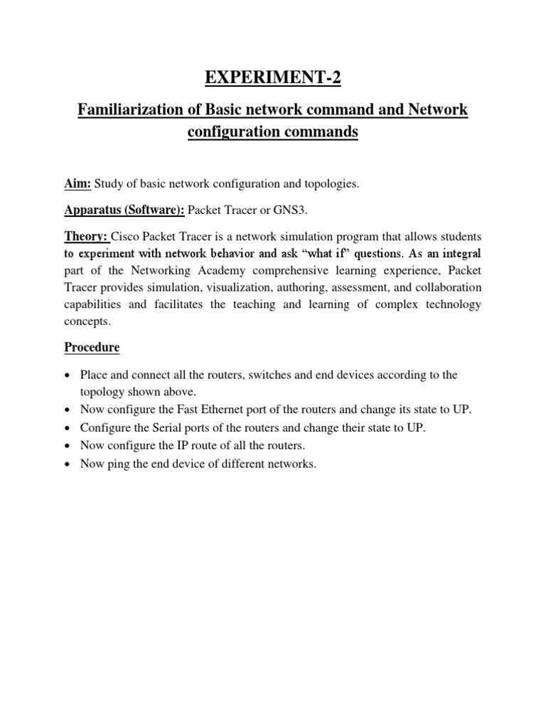 Experiment-2: Familiarization of Basic Network Command and Network ...