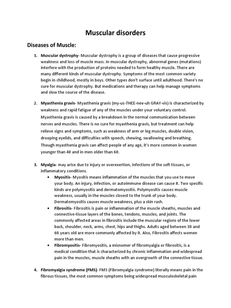 Muscular Disorders: Diseases of Muscle | PDF | Fibromyalgia | Weakness