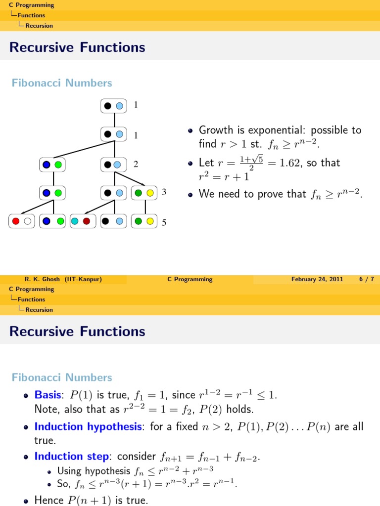 Recursive Functions: Fibonacci Numbers | PDF | Recursion | Mathematical Logic
