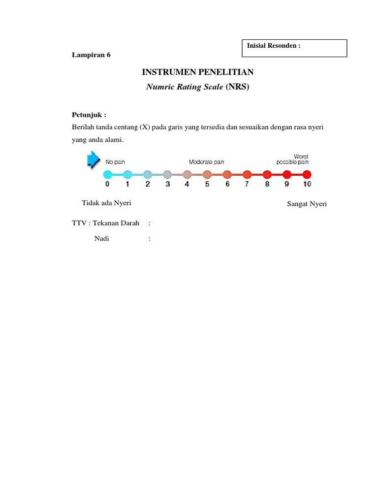 NRS Skala Penilaian Nilai Numerik untuk Nyeri | PDF