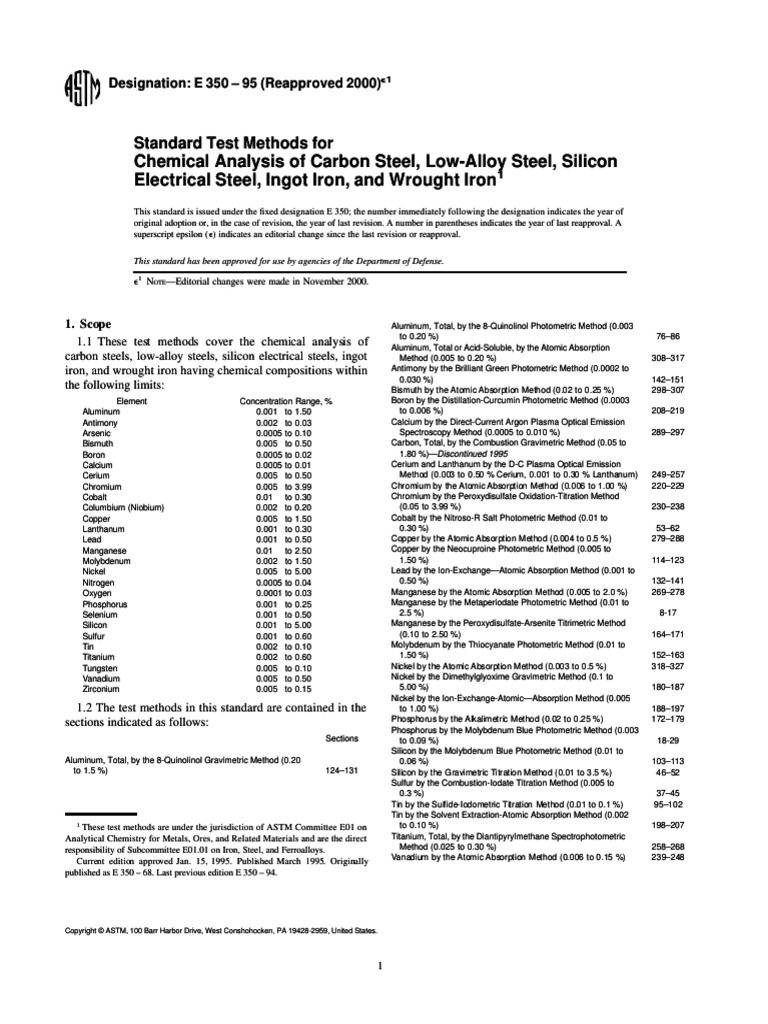Astm E350 95pdf PDF | PDF | Absorption Spectroscopy | Steel