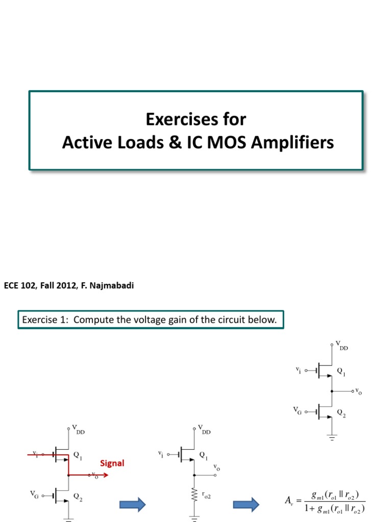 Active Loads in MOS Amplifier Exercises | PDF | Amplifier | Electrical ...