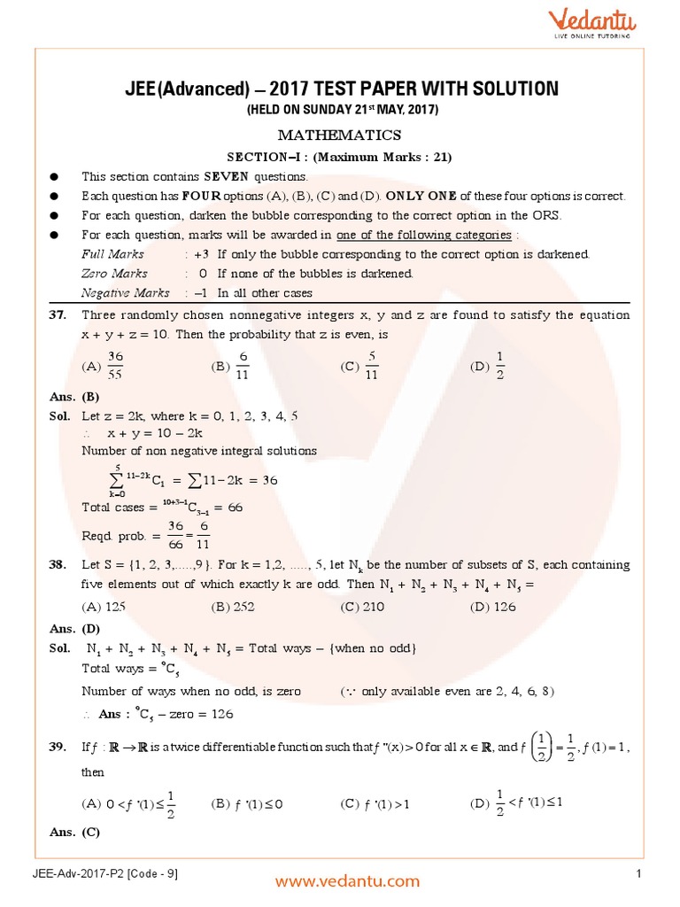 JEE Advanced 2017 P-2 | PDF | Voltage | Inductor