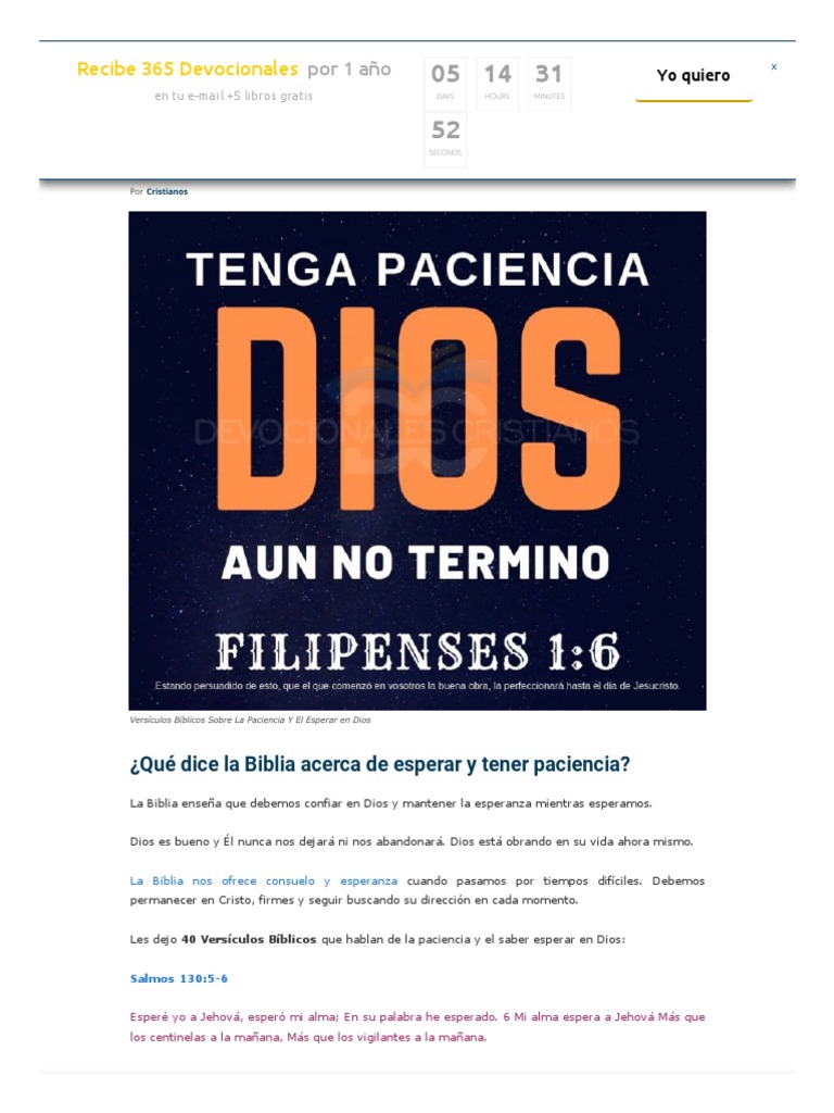 40 Versículos Bíblicos Que Hablan de Paciencia y Saber Esperar en Dios ...