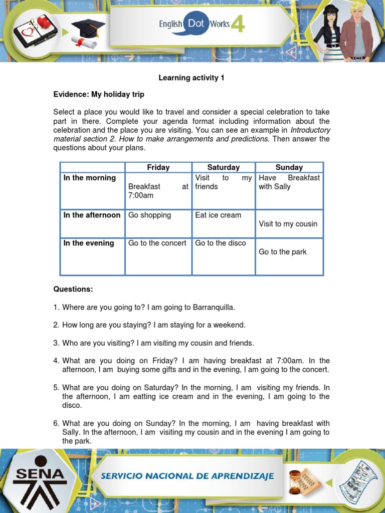Learning Activity 1 Evidence: My Holiday Trip | PDF