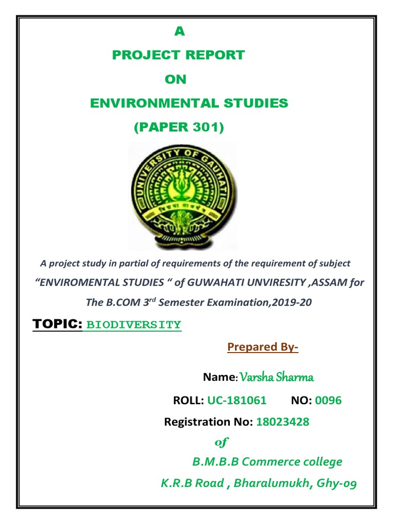 A Project Report ON Environmental Studies (PAPER 301) : Varsha Sharma | PDF