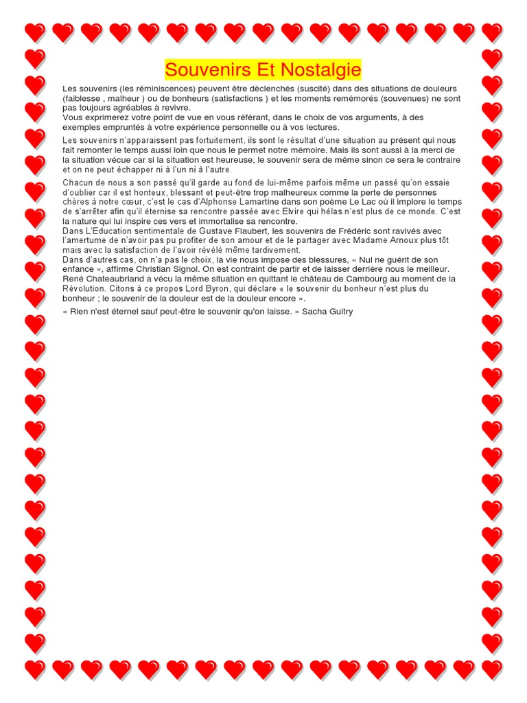 Souvenirs : Joies et Douleurs | PDF