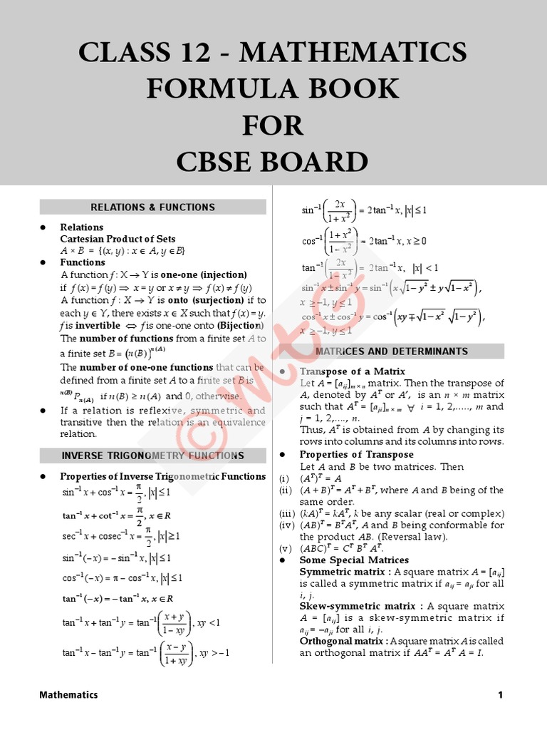 Formula Book - Maths 1 PDF | PDF | Maxima And Minima | Matrix (Mathematics)