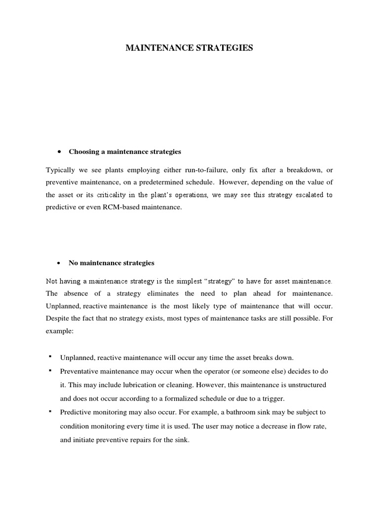 Maintenance Strategies | PDF | Reliability Engineering | Systems Engineering