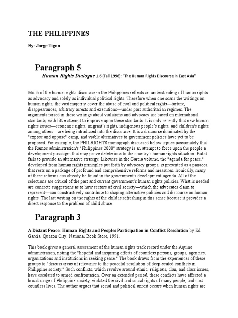 Paragraph 5: The Philippines | PDF | Human Rights | Economic Growth