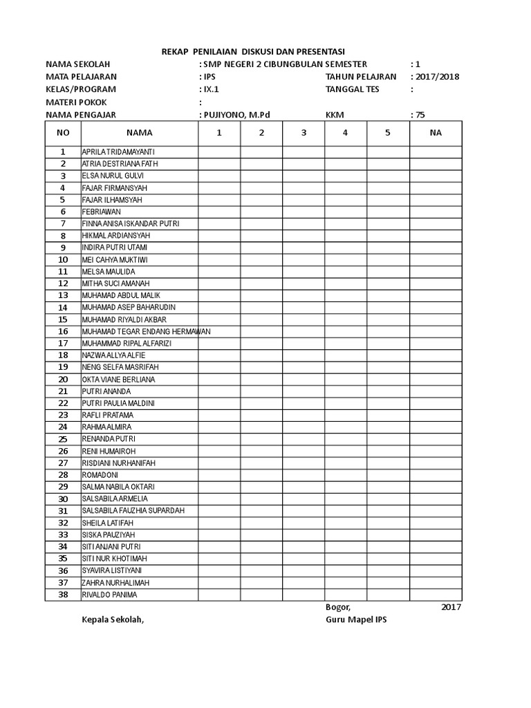 Rekap Penilaian Ketrampilan | PDF