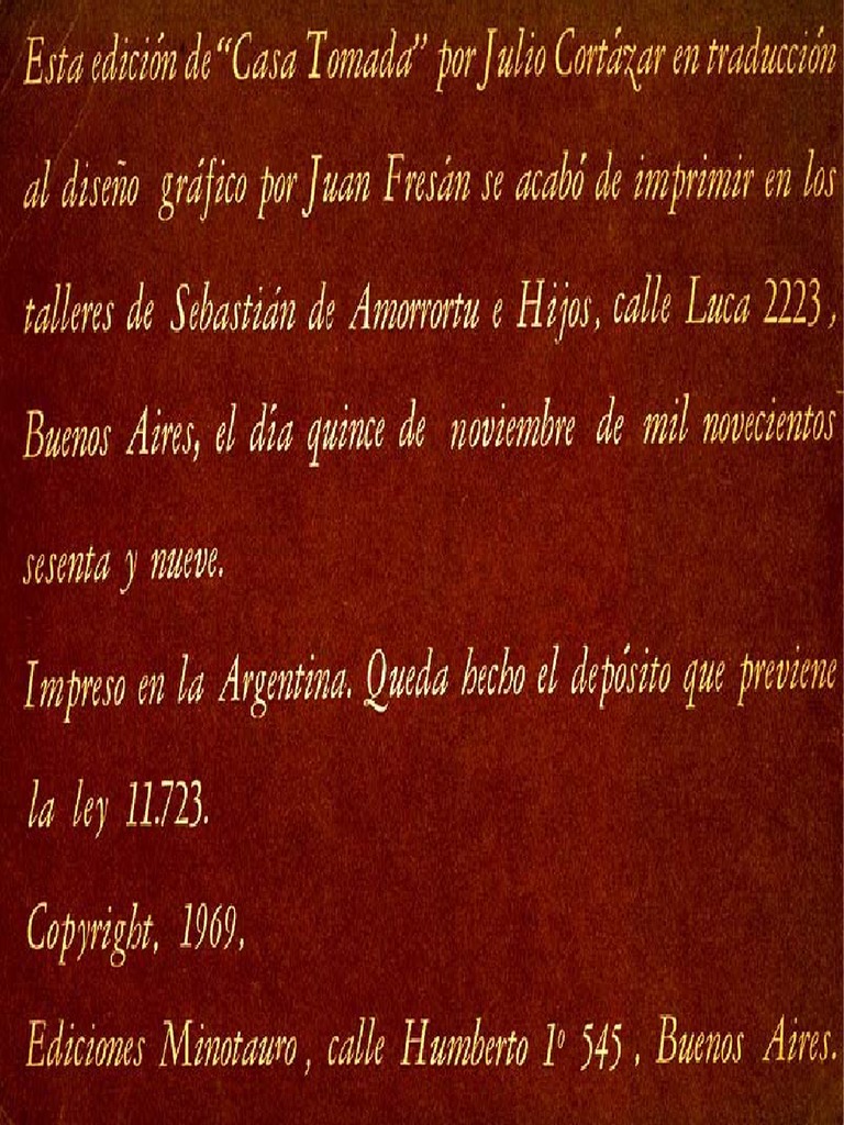 Cortazar Julio Casa Tomada Ilustrado Por Juan Fresan PDF | PDF