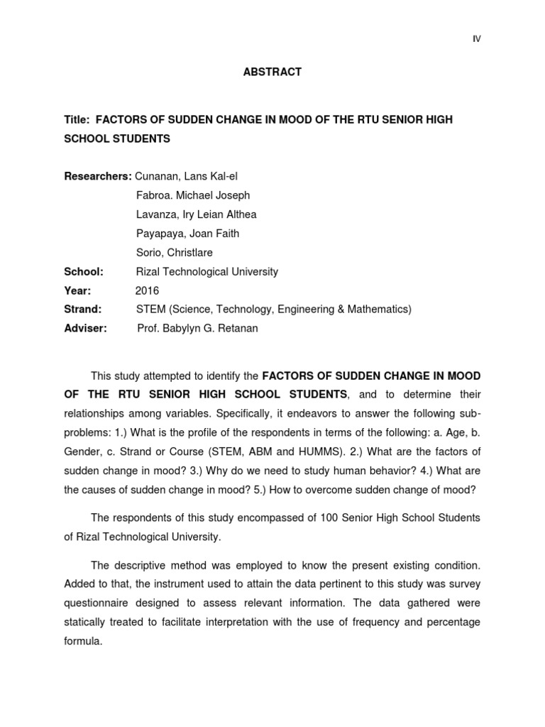 Sample Abstract in Thesis