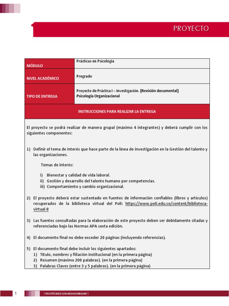 Guía de Proyecto de Práctica I - Inv - Revisión Documental - Org PDF | PDF | Empirismo | Teoría