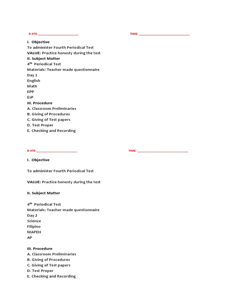 LP For Summative Test | PDF