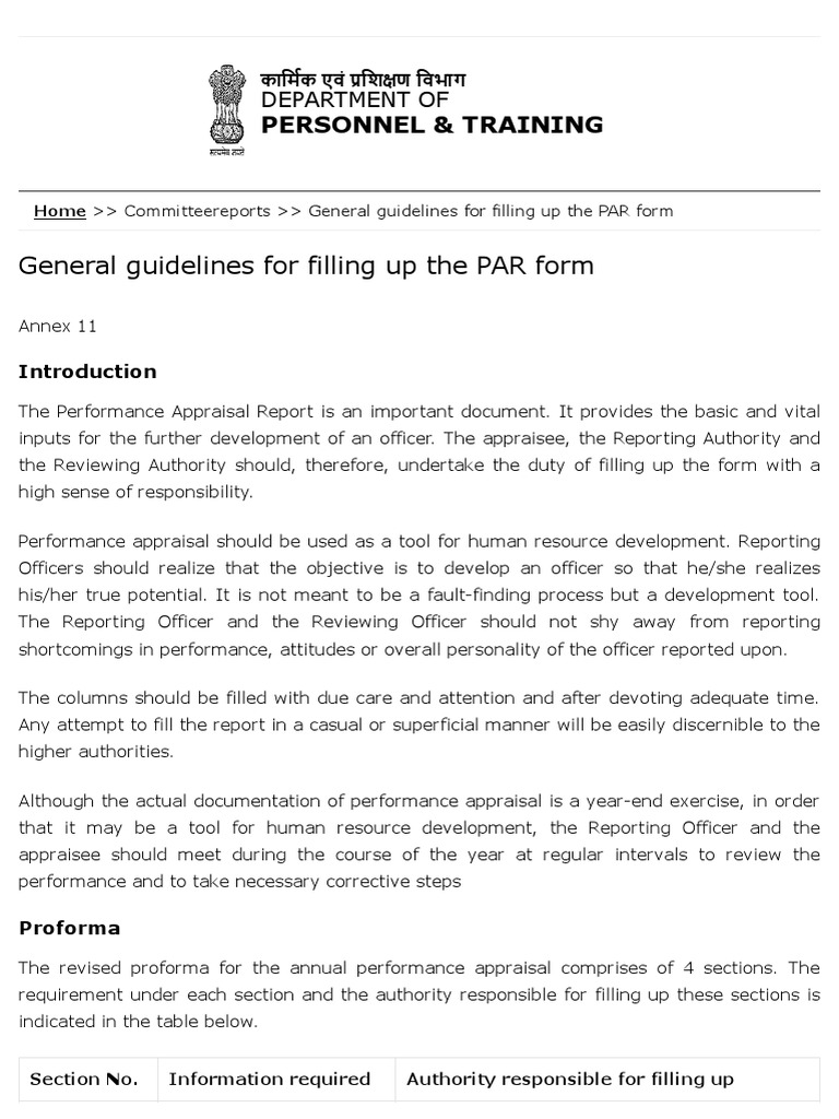 General guidelines for PAR | PDF | Performance Appraisal