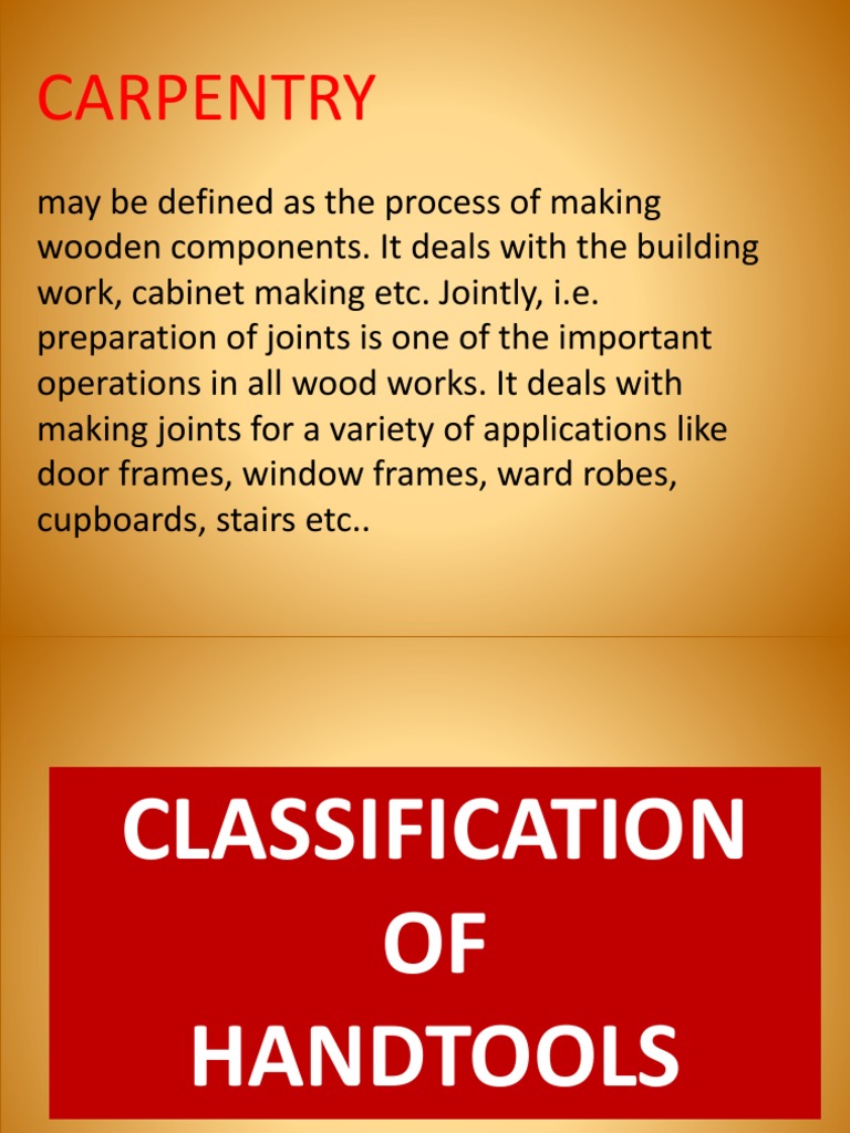 Classification of Handtools | PDF | Woodworking | Tools