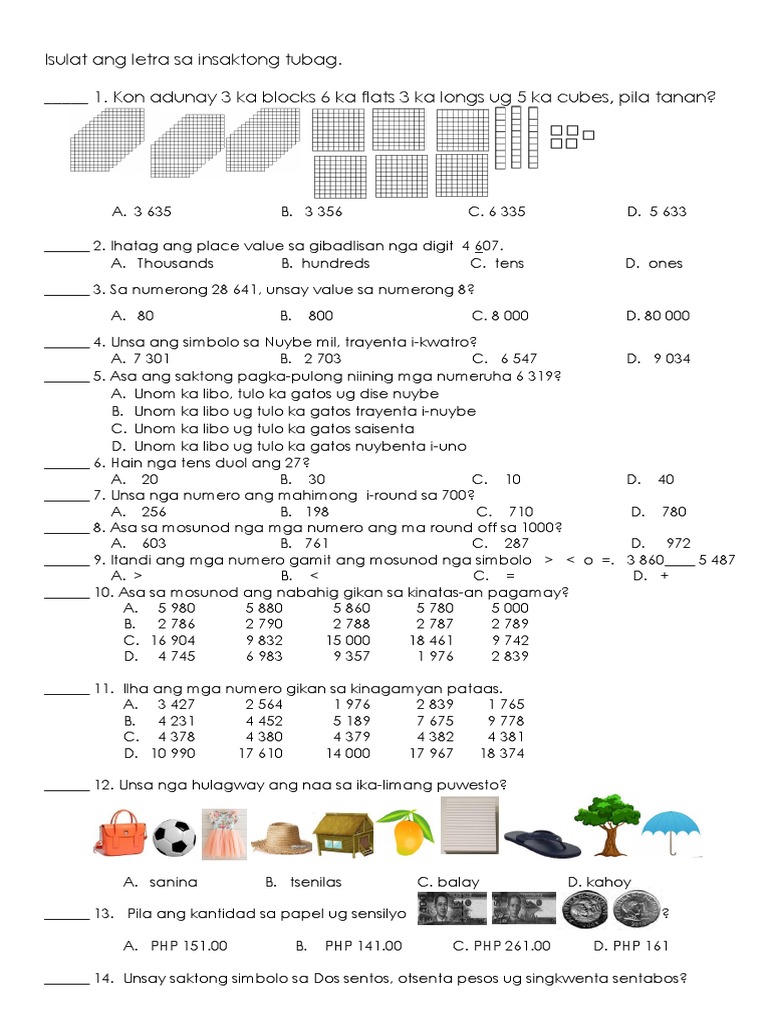 Grade 3 First Periodical Test in MATH | PDF