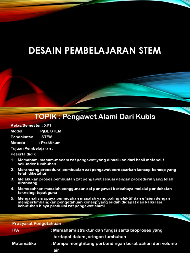 Contoh Desain Pembelajaran STEM Kelas XI | PDF