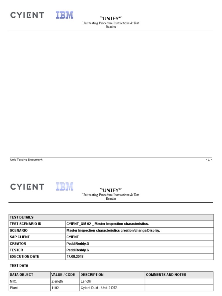 Unit Testing Script QM - 02 Master Inspection Characteristics | PDF ...