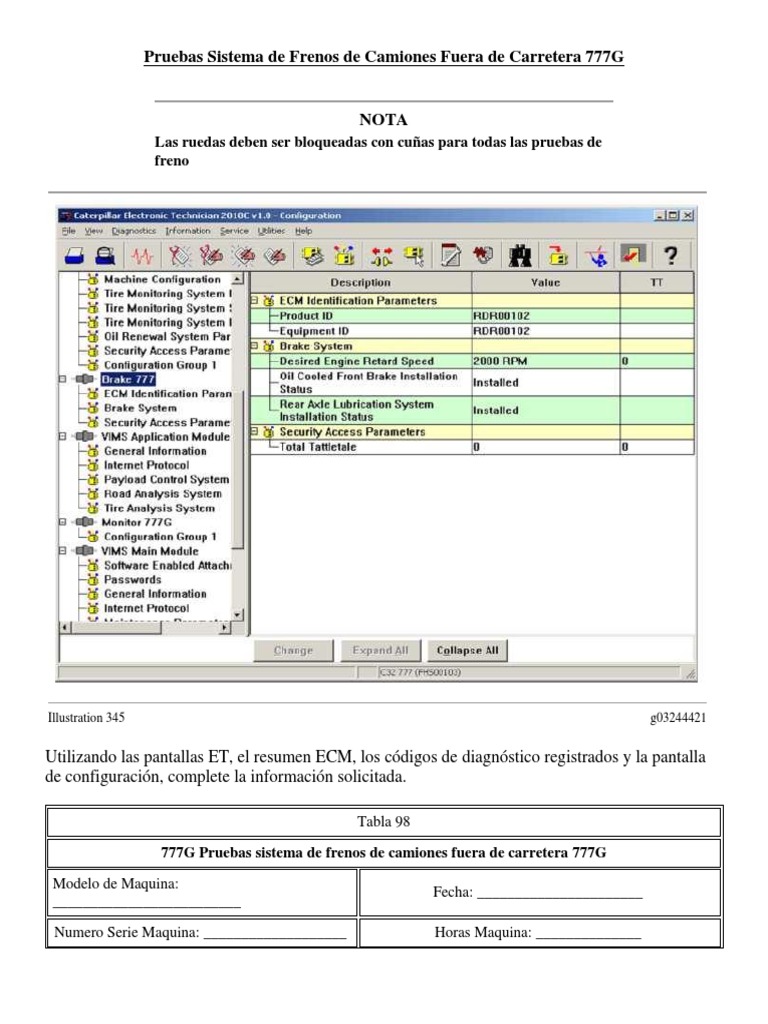777G Off BRAKE - Protocolo Spanish | PDF | Presión | Vehículos