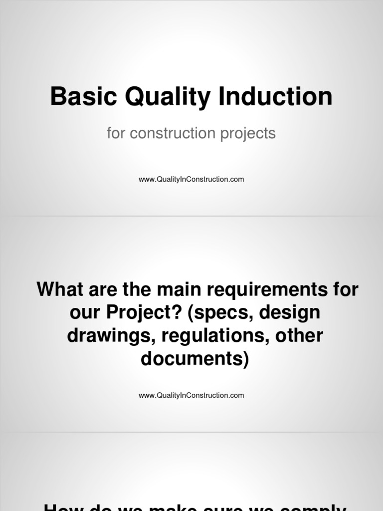 Basic Quality Induction: For Construction Projects | PDF