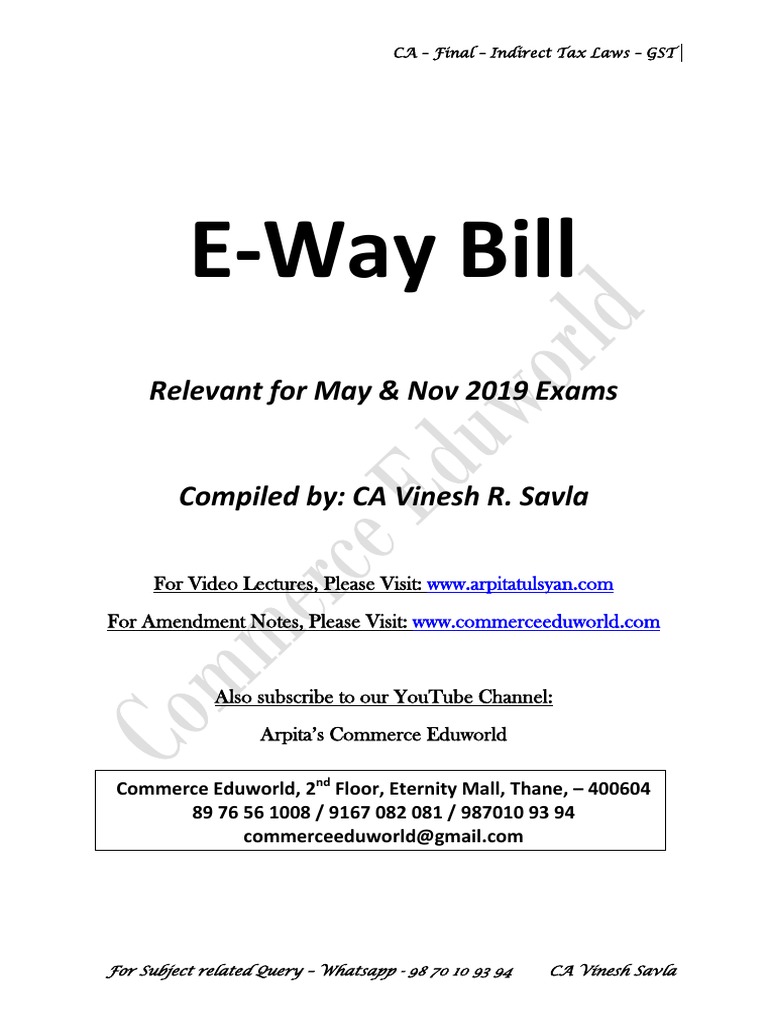 Eway Bill Notes | Download Free PDF | Invoice | Taxes
