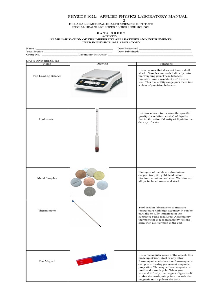 Familiarization of Lab Apparatuses | PDF | Lens (Optics) | Optics Familiarization of Lab Apparatuses | PDF | Lens (Optics) | Optics