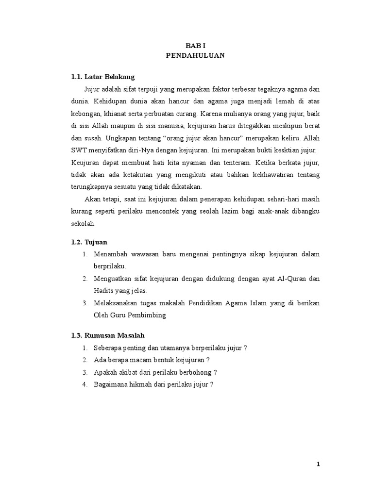 Makalah Berani Hidup Jujur | PDF