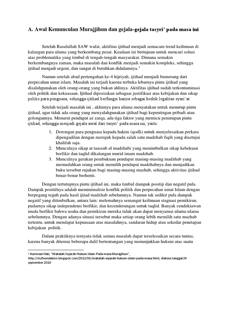 Awal Kemunculan Murajjihun | PDF
