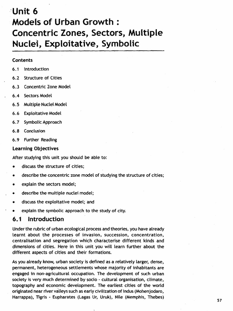 Models of Urban Growth Concentric Zones, Sectors, Multiple Nuclei ...