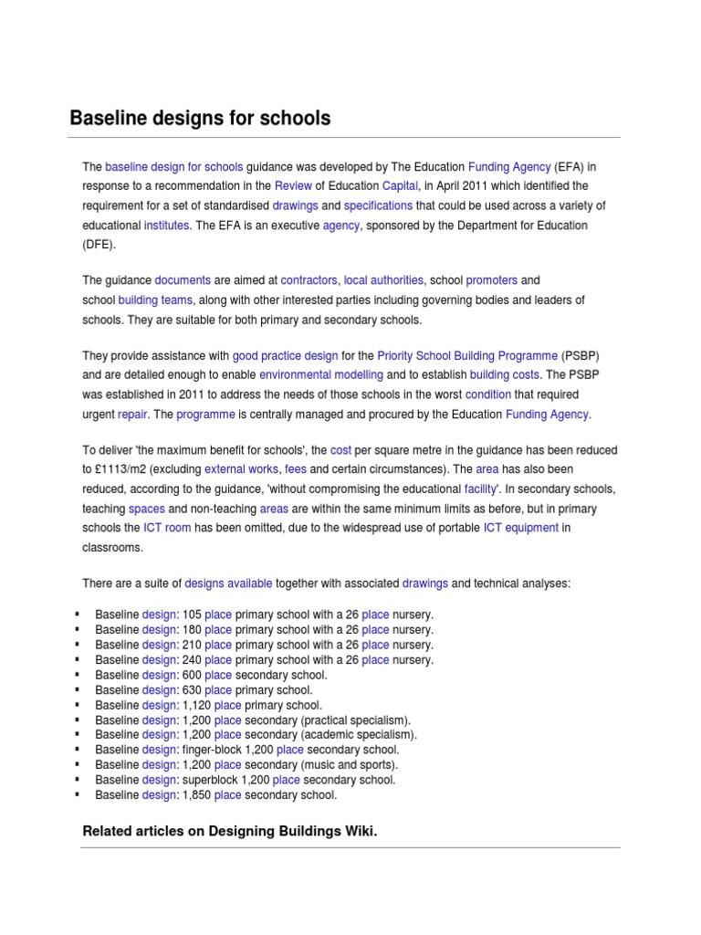 Baseline Designs for Schools: Standardized Drawings and Specifications ...