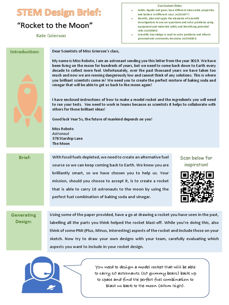 Stem Design Brief 2 | PDF | Rocket | Moon