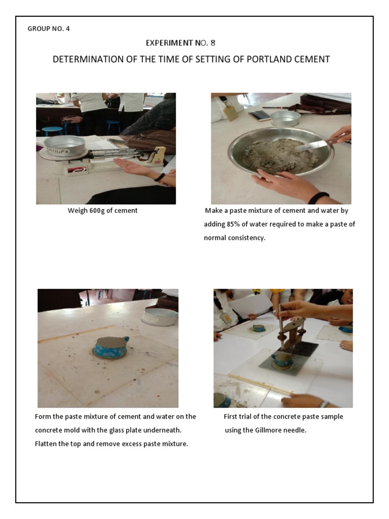 Cement Setting Time Experiment Guide | PDF