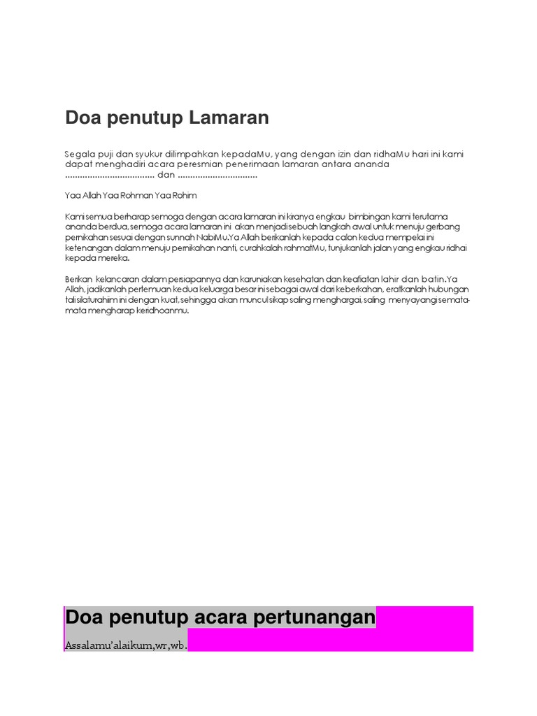Doa Penutup Lamaran | PDF