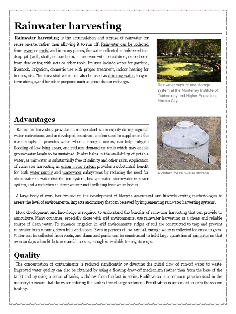 Rain Water Project | PDF | Water And Politics | Hydrology