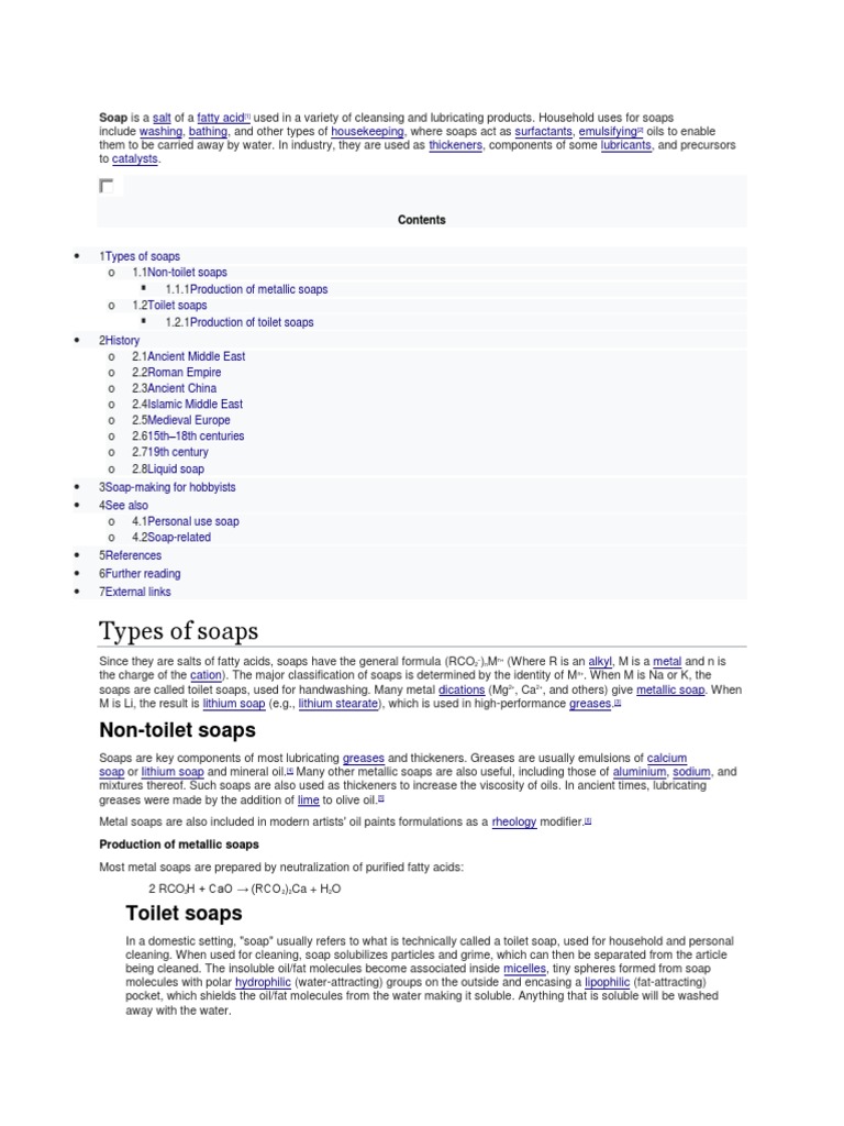 Types of Soaps | PDF | Soap | Detergent